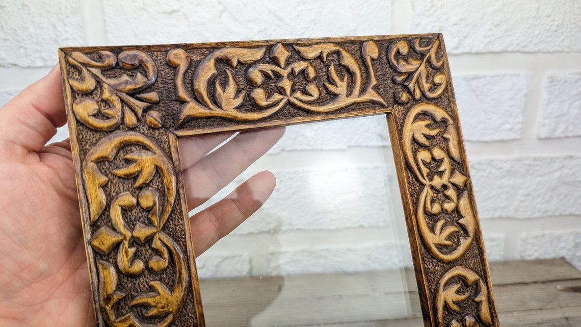 1970s Carved Wooden Photo Frame: Vintage Wall Decor - Etsy