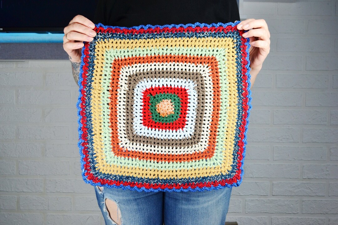 Vintage Braided Chair Pad, Wool Crocheted Rag Rug Chair Pad , Retro ...