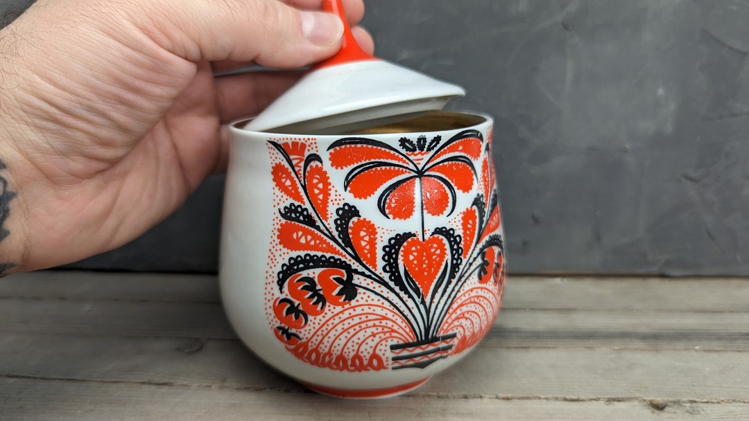 Vintage Ukraine Porcelain Sugar Bowl - Ceramic Sugar Box . Soviet Union ...