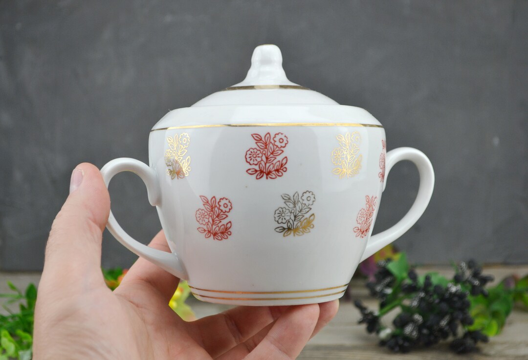 Vintage Ukrainian Porcelain Sugar Bowl - Ceramic Sugar Box . Soviet ...