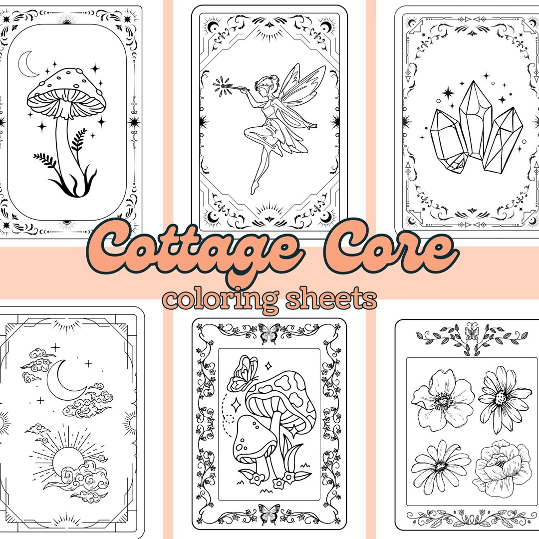 Cottage Core Printable Coloring Sheets - Etsy