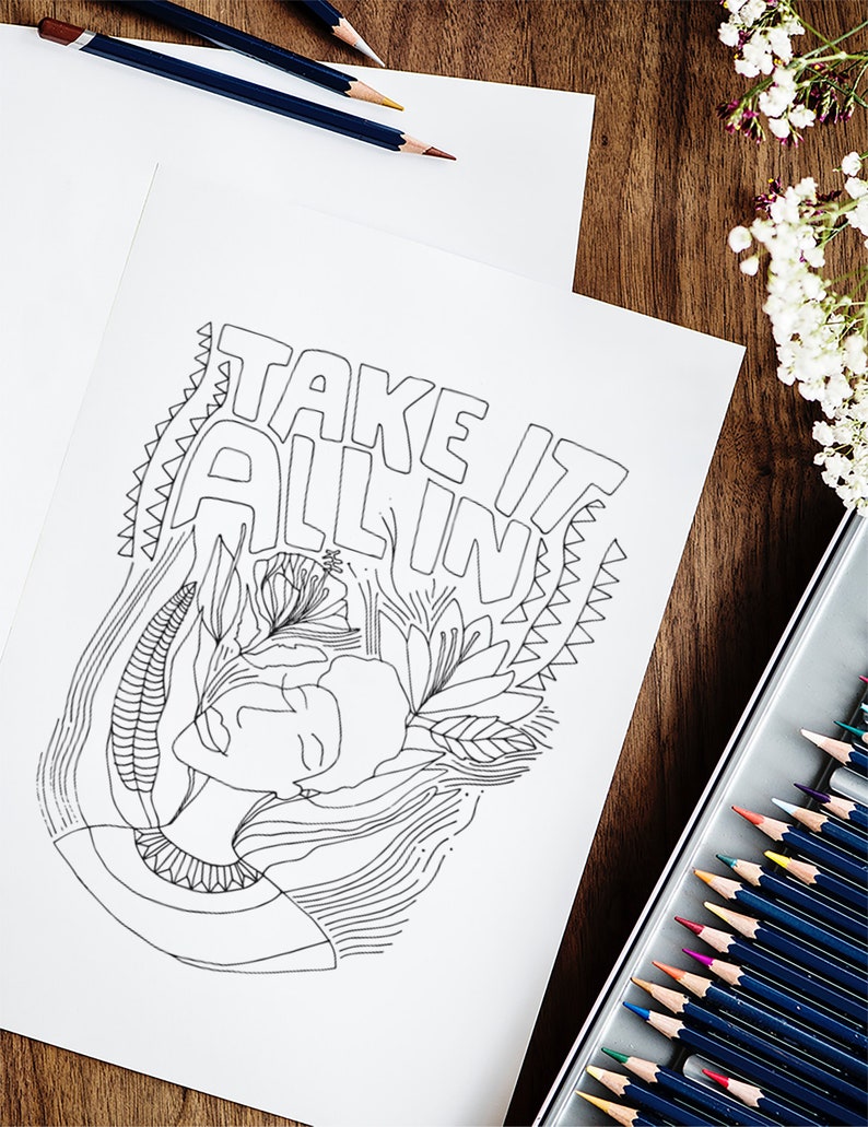 Take It All in Colouring Page - Etsy Hong Kong
