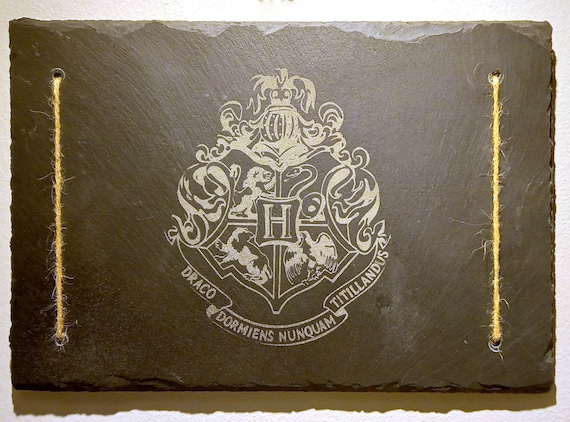 Laser Engraved Slate Hogwarts School Crest Wall-plaque. | Etsy