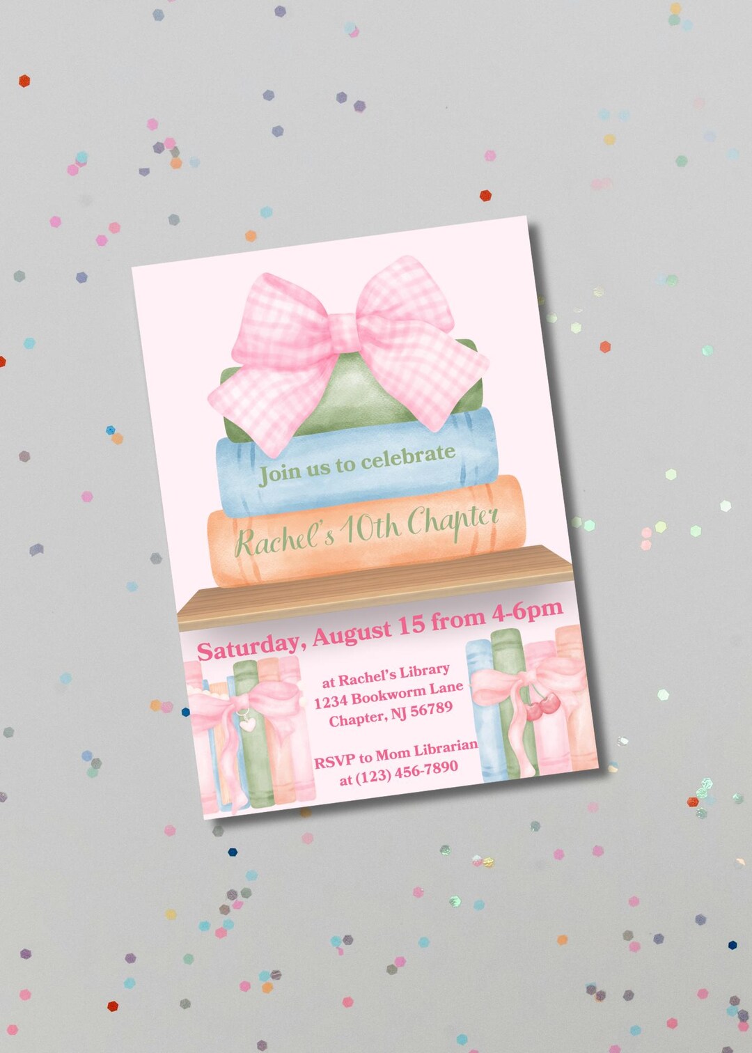 Personalized Book Lover Birthday Party, Girl's Book Birthday Invitation ...