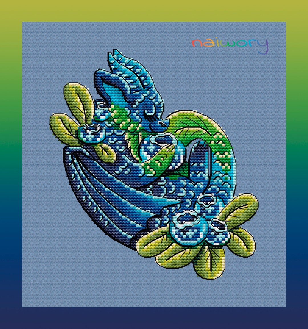 Blueberry Dragon Cross Stitch Pattern - Etsy
