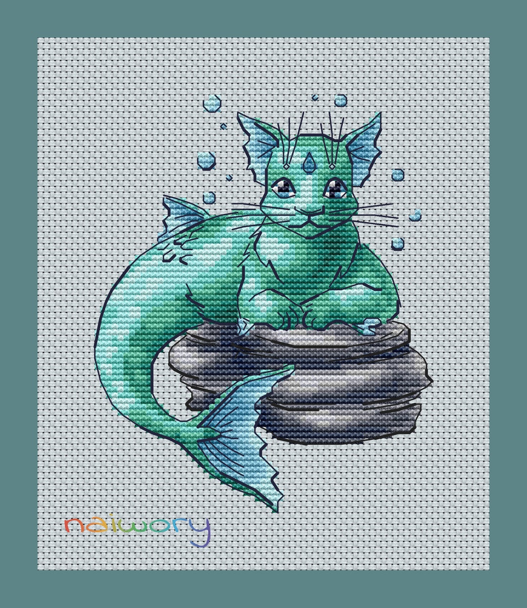 Water Cat Cross Stitch Pattern - Etsy