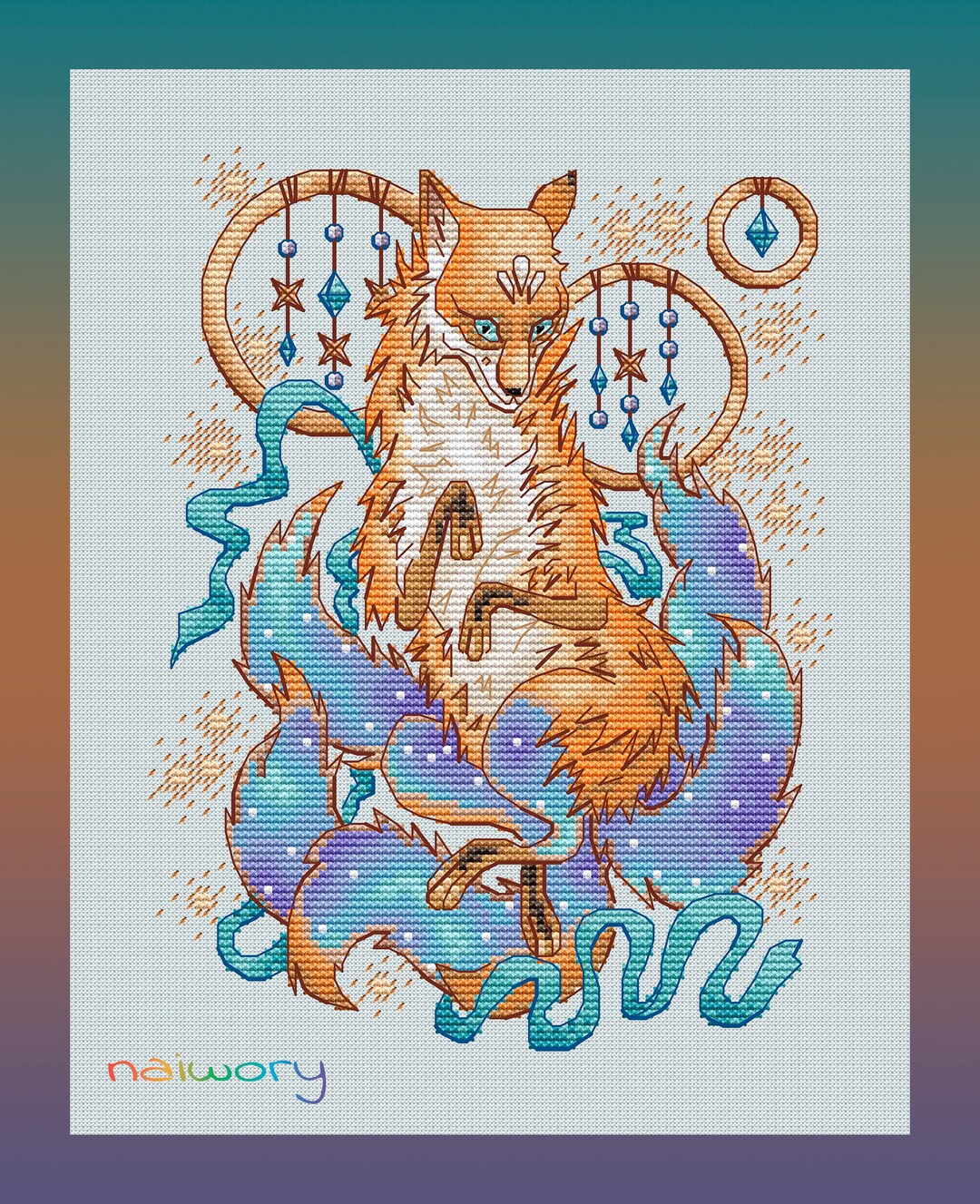 Nighttime Kitsune Cross Stitch Pattern - Etsy