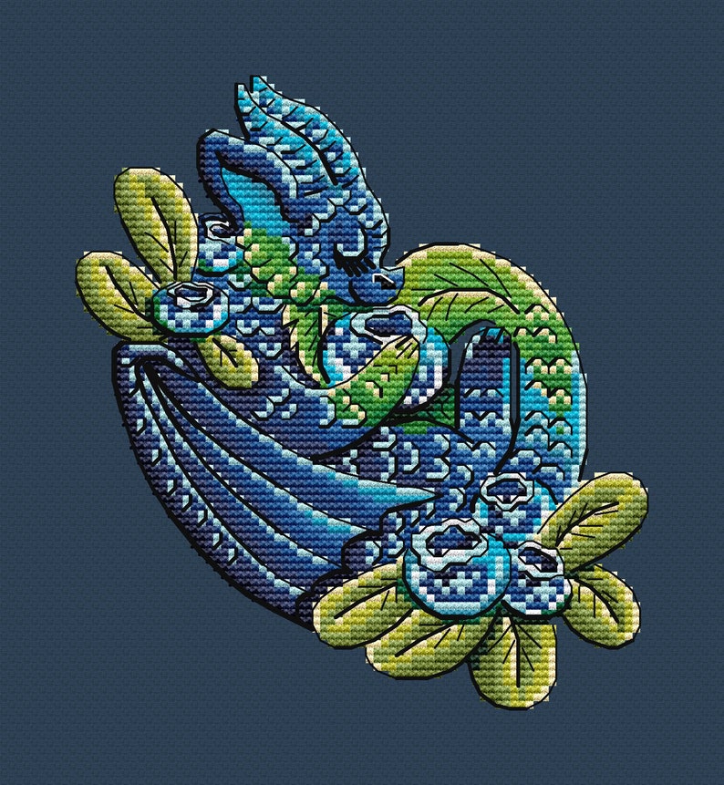 Blueberry Dragon Cross Stitch Pattern - Etsy