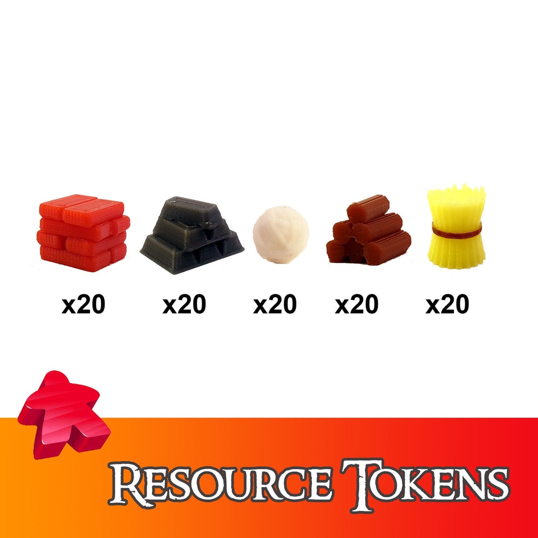 100x Deluxe Tokens Resource Pack Wood Brick Iron Wheat Wool Board Game ...