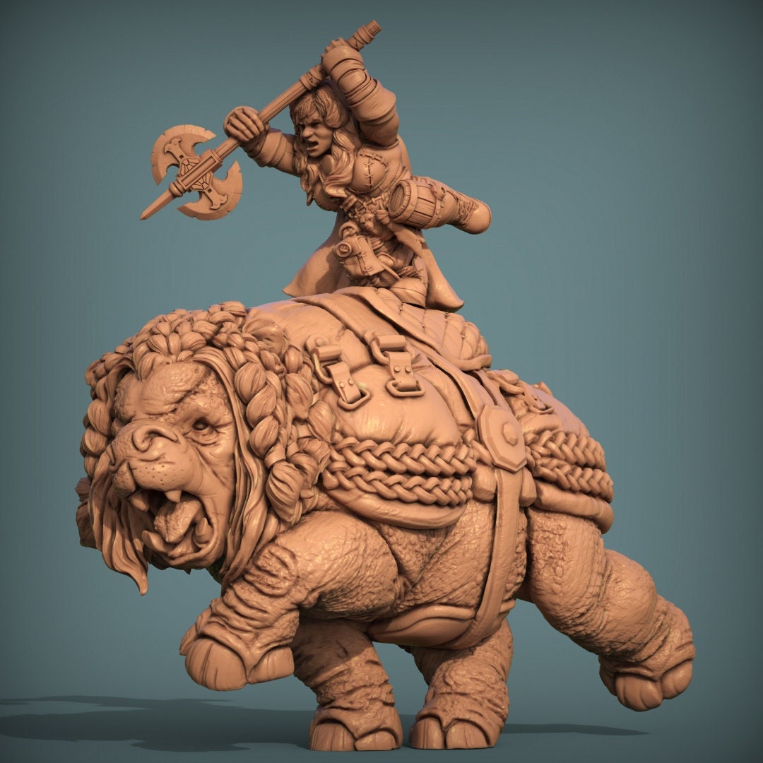 Dwarf Female War Beast Mount 3D Printed Model - Etsy