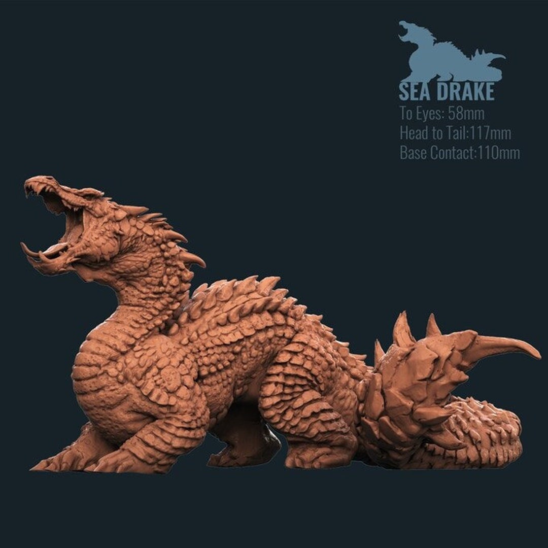 Sea Drake Tabletop Dragon Model From Print My Minis - Etsy