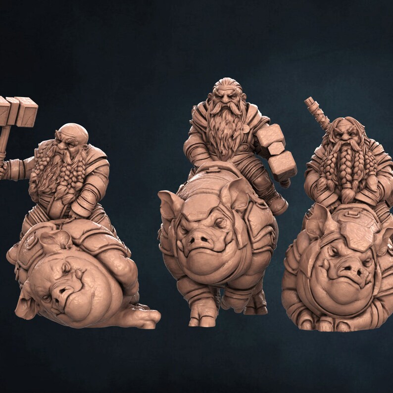 Dwarf Male Hog Riders Resin 3D Printed Models - Etsy
