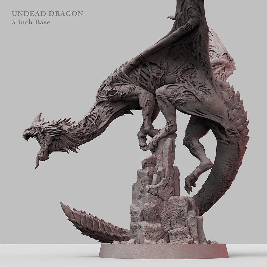 Undead Blue Dragon: 3D Printed Tabletop Model - Etsy