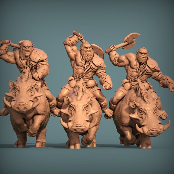 Orc Great Boar Riders Tabletop Models From Print My Minis - Etsy