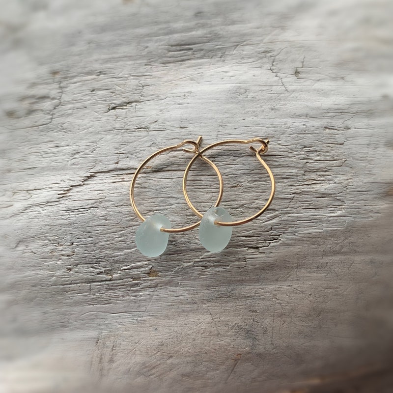 Gold Hoop Sea Glass Earring - Etsy