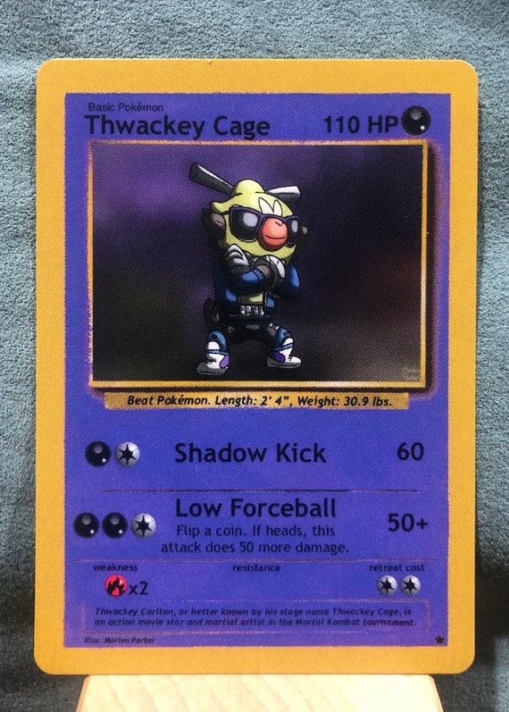 Custom Pokemon Card Thwackey Cage johnny Cage Thwackey - Etsy