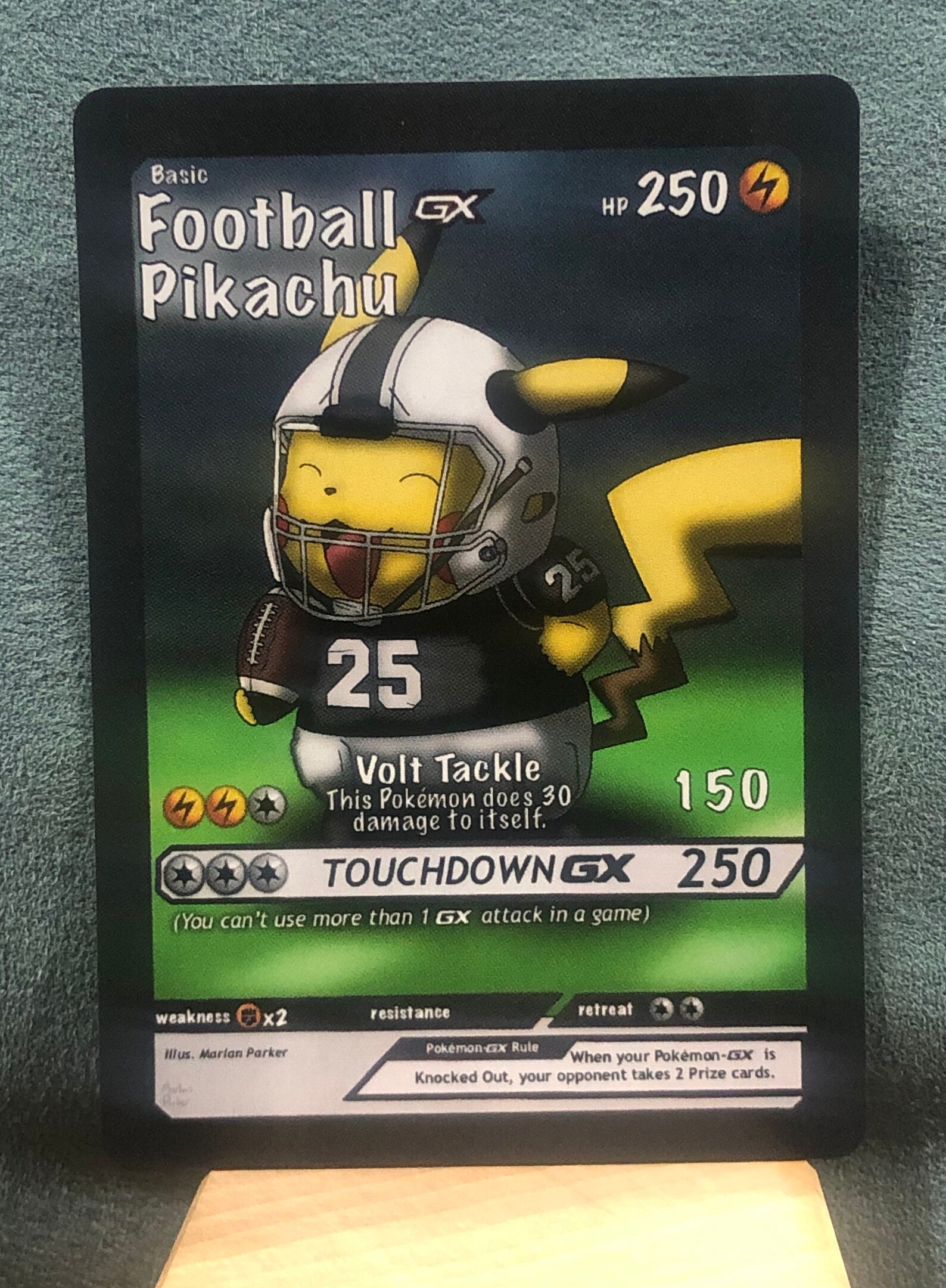 Custom Pokémon Card Football Pikachu Black and Silver | Etsy