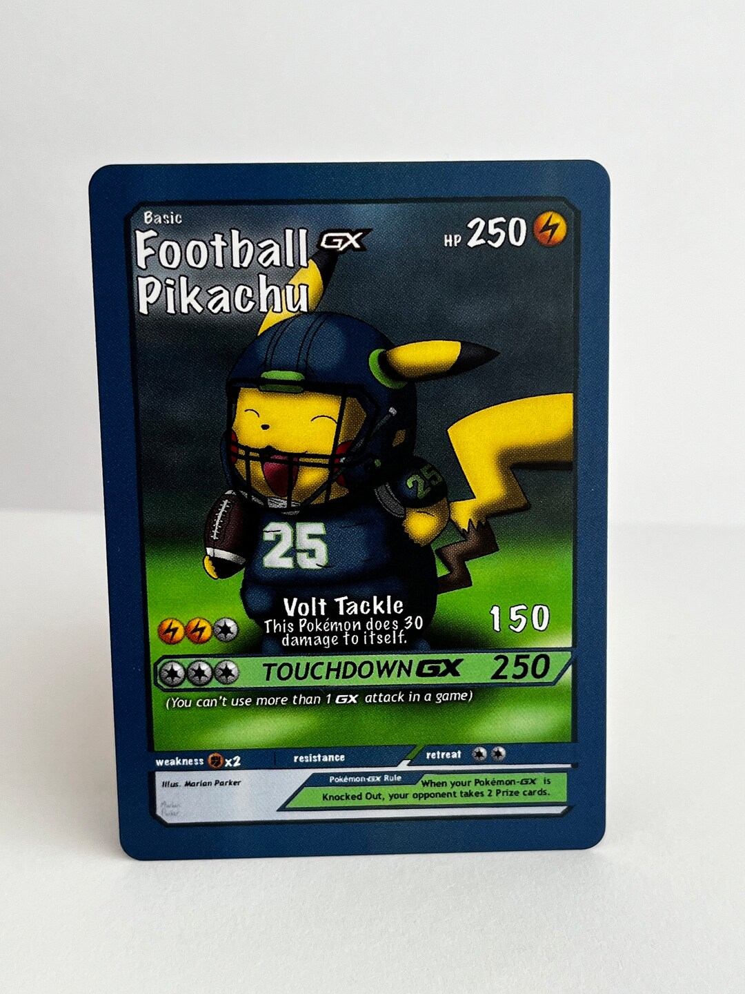 Custom Pokémon Card Football Pikachu dark Blue and Green - Etsy
