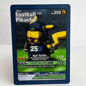 Custom Pokémon Card Football Pikachu dark Blue and Green - Etsy