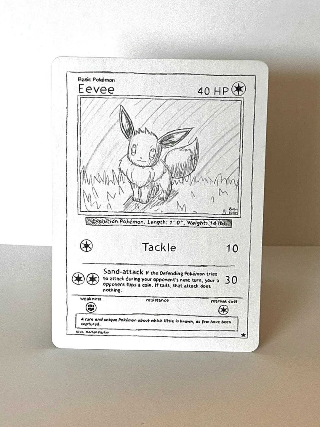 Custom Pokemon Card Sketch Art Eevee - Etsy