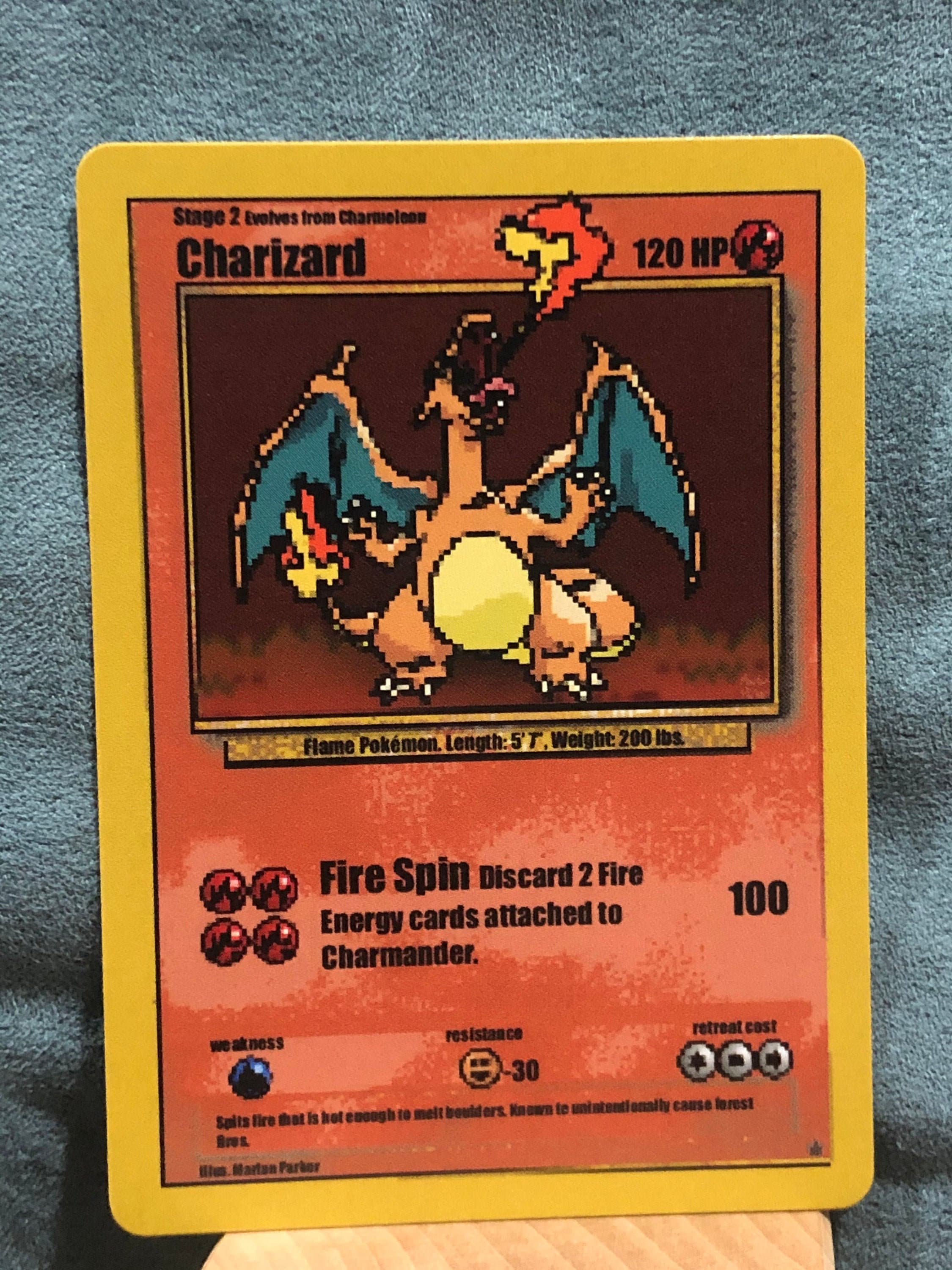 Custom Pokémon Card Pixel Art Charizard - Etsy UK