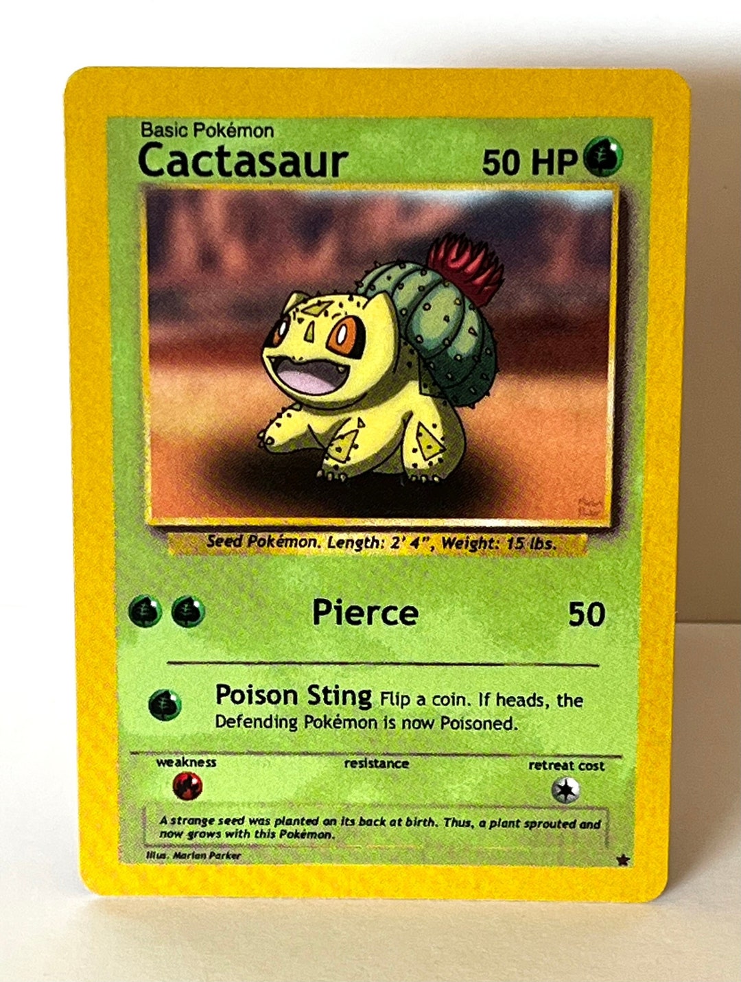 Custom Pokemon Card Cactasaur (cactus Bulbasaur) - Etsy