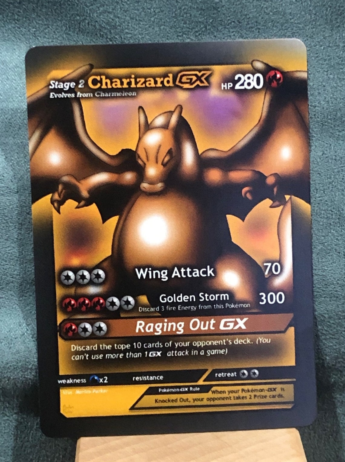 Custom Pokémon Card Golden Charizard Full Art GX - Etsy
