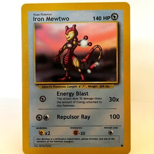 Custom Pokémon Card Iron Mewtwo (iron Man Mewtwo) - Etsy