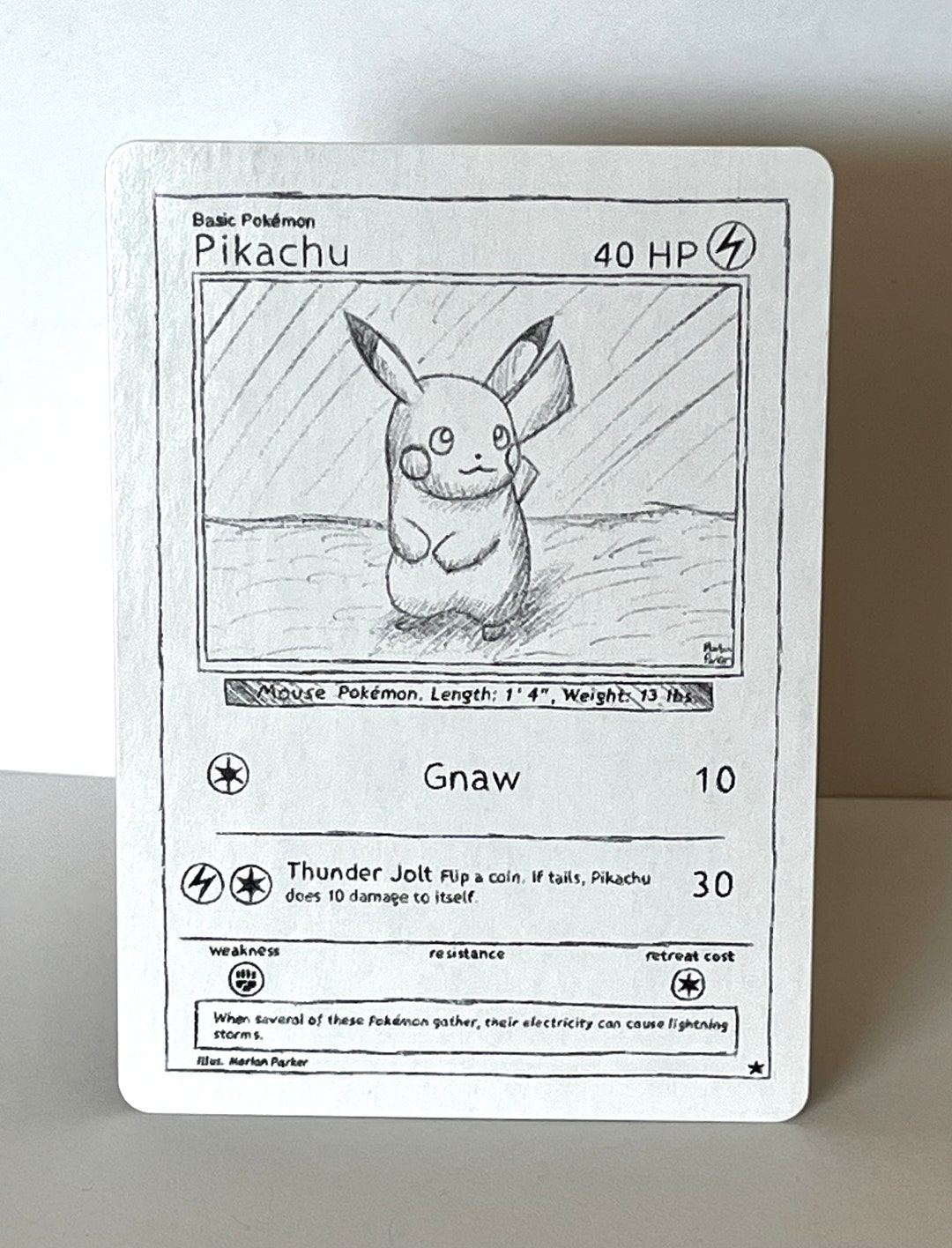 Custom Pokémon Card Sketch Art Pikachu - Etsy