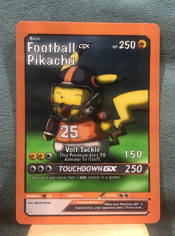 Custom Pokémon Card Football Pikachu orange and Blue - Etsy UK