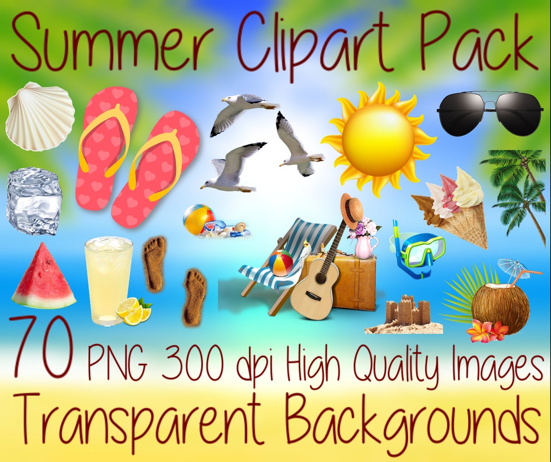 Summer Clipart Set, Beach Vacation Graphics (70 PNG) (digital Download ...