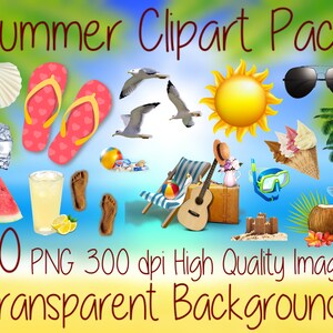 Summer Clipart Set 70 PNG 300 Dpi PNG Transparent Background Images ...