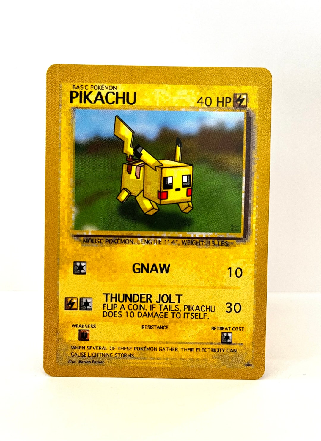 Custom Pokemon Card Blocky Pikachu - Etsy