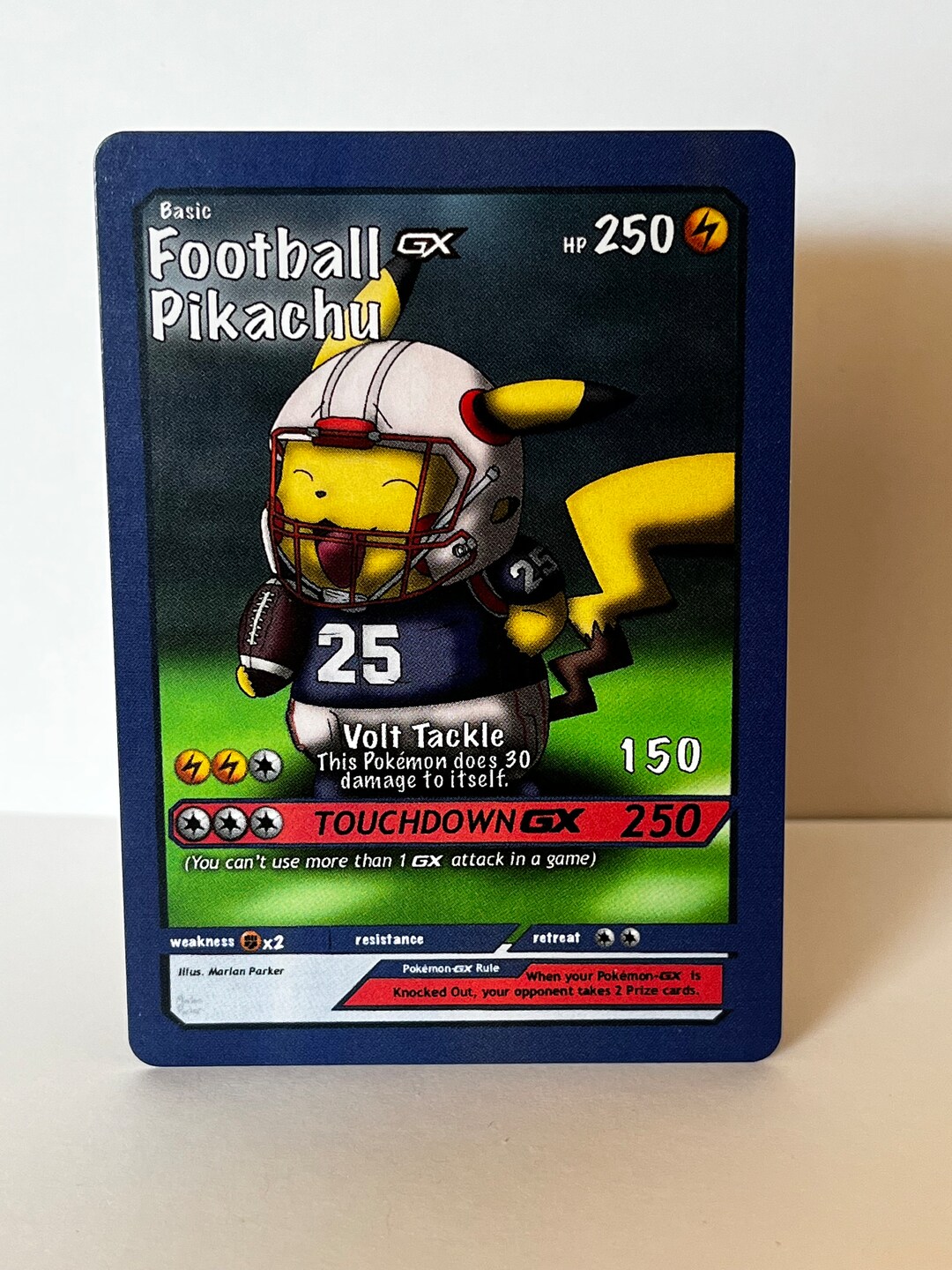 Custom Pokémon Card Football Pikachu red White and Blue - Etsy