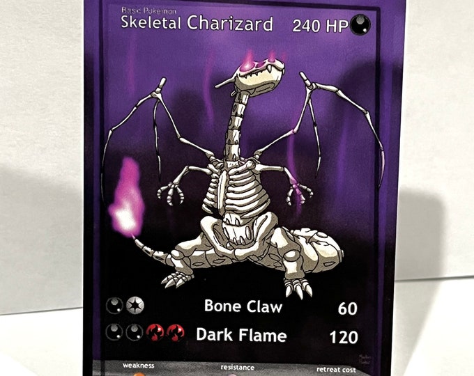 Custom Pokémon Card Skeletal Charizard Full Art - Etsy