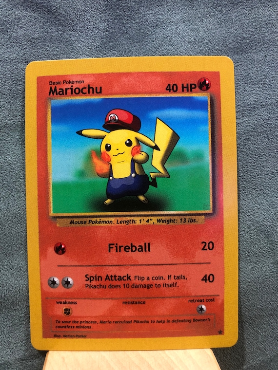 Custom Pokemon Card Mariochu mario Pikachu - Etsy