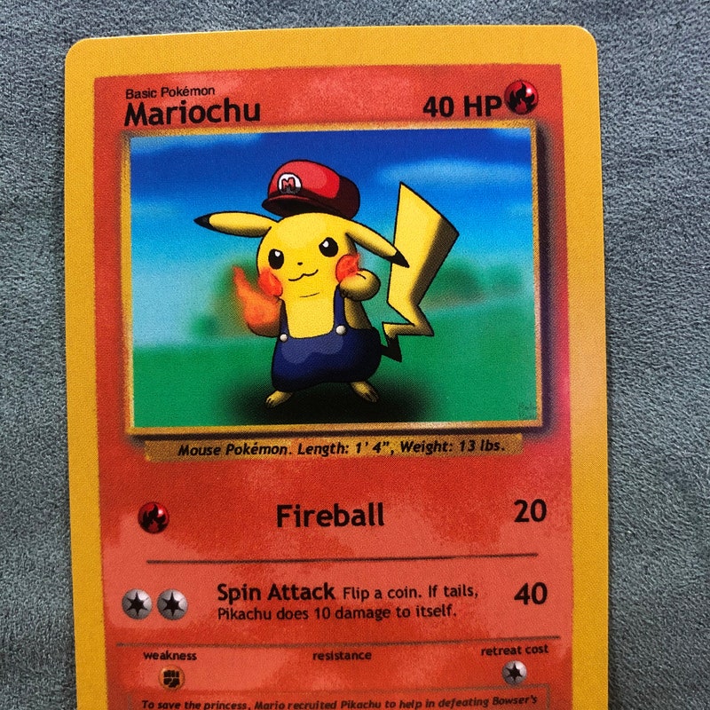 Pikachu Mario Card - Etsy