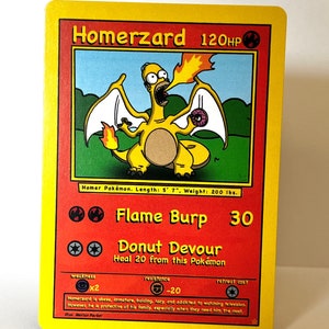Custom Pokémon Card Homerzard (homer Simpson Charizard) - Etsy