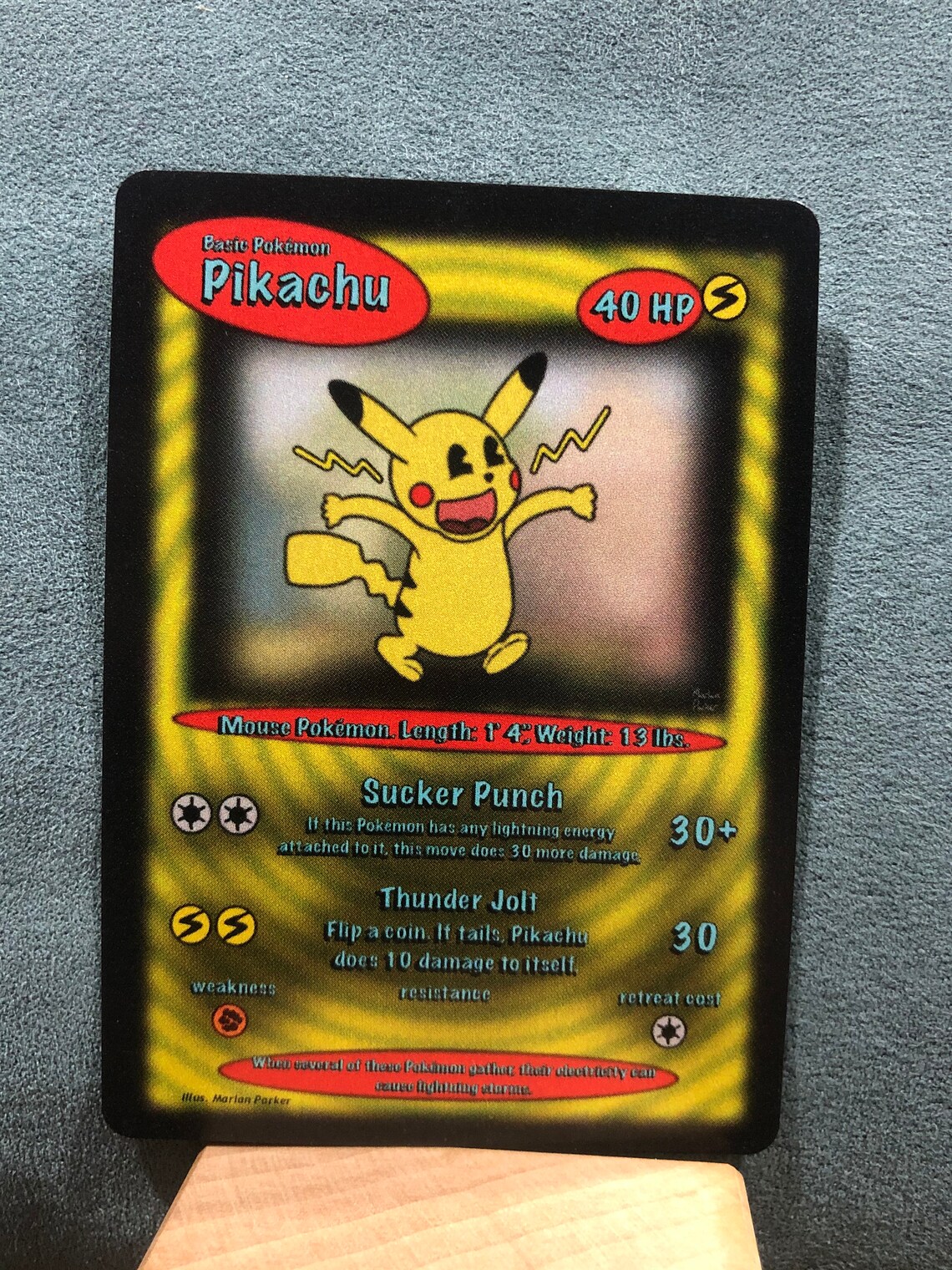 Custom Pokémon Card Colored Classic Cartoon Pikachu | Etsy