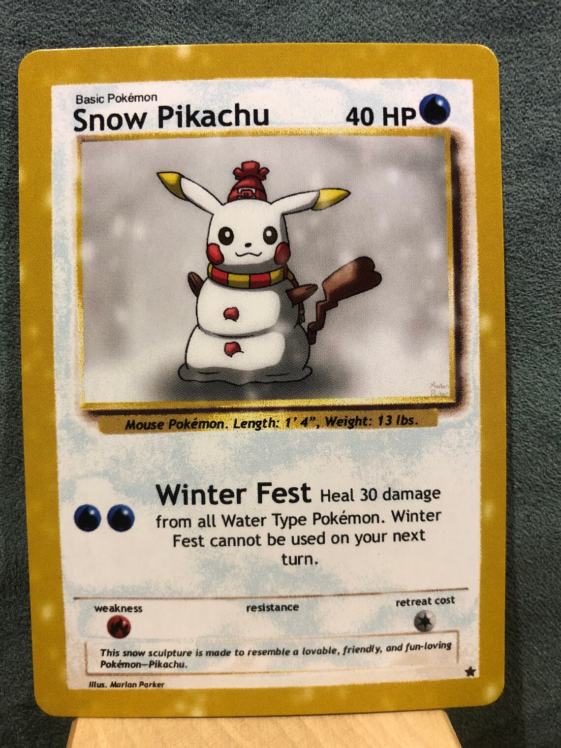 Custom Pokemon Card Snow Pikachu | Etsy