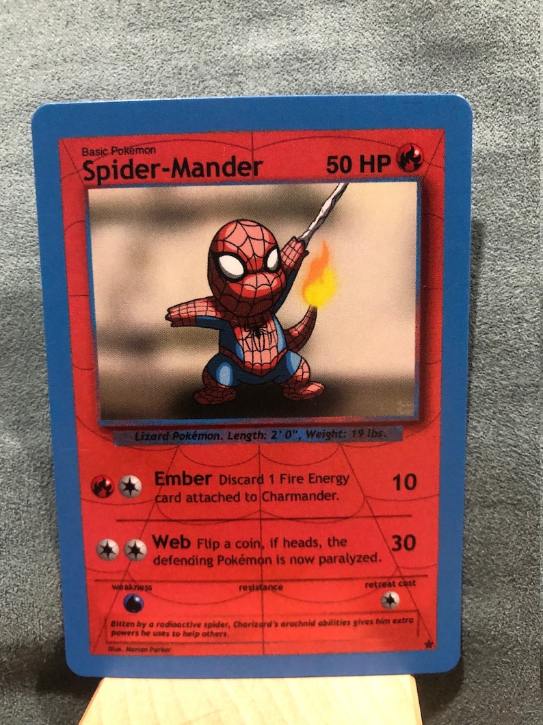 Custom Pokemon Card Spider-Mander Spider-Man Charmander | Etsy