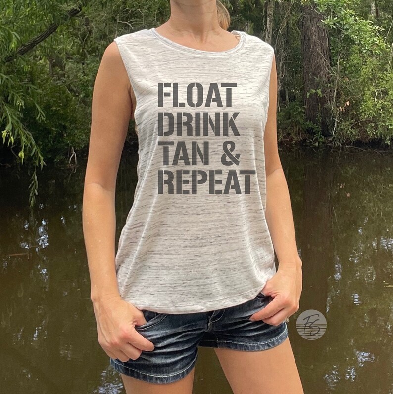 Float Drink Tan and Repeat Muscle Tank Top Floating Tank Top - Etsy