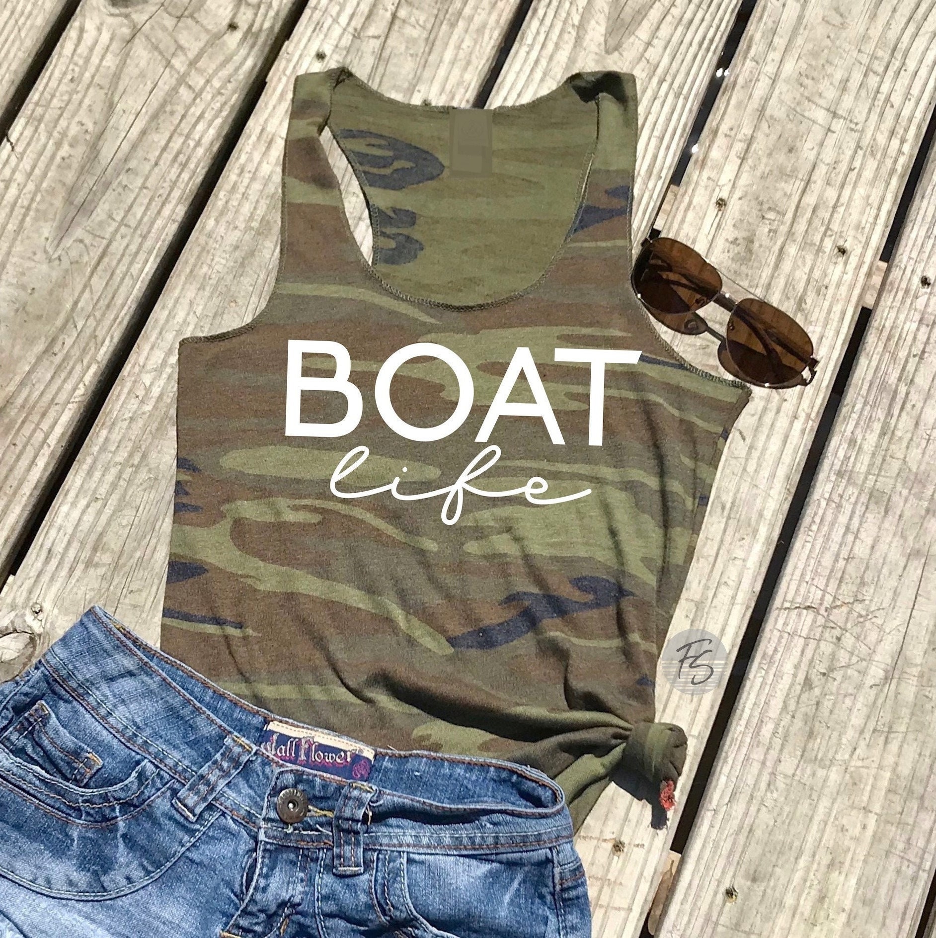 Boat Life Camo Tank Top, Boat Tank Top, Boat Shirt, Camouflage ...