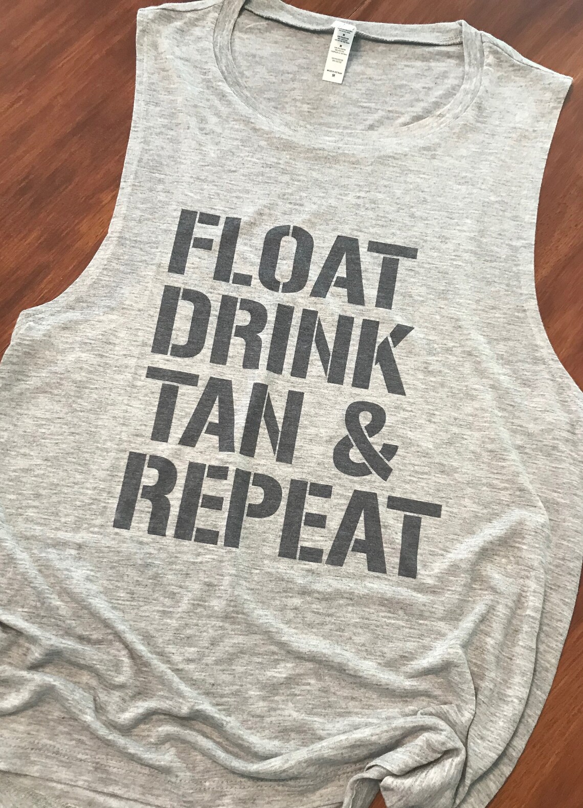 Float Drink Tan and Repeat Muscle Tank Top Floating Tank Top | Etsy