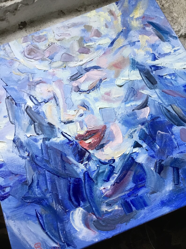 Support Ukraine Ukrainian Seller Unique Blue Painting Woman - Etsy