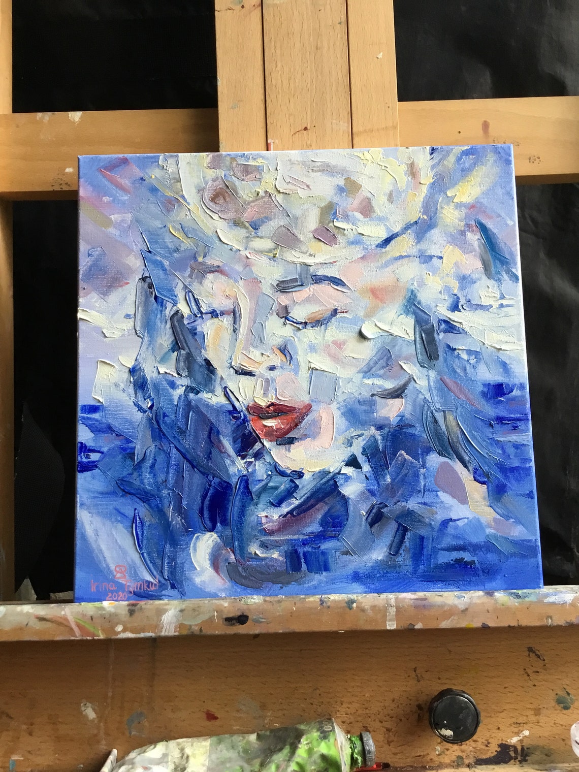 Support Ukraine Ukrainian Seller Unique Blue Painting Woman - Etsy