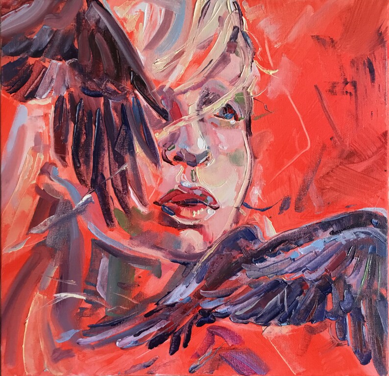 Red Lips Creative Original Painting on Canvas Unique Red - Etsy