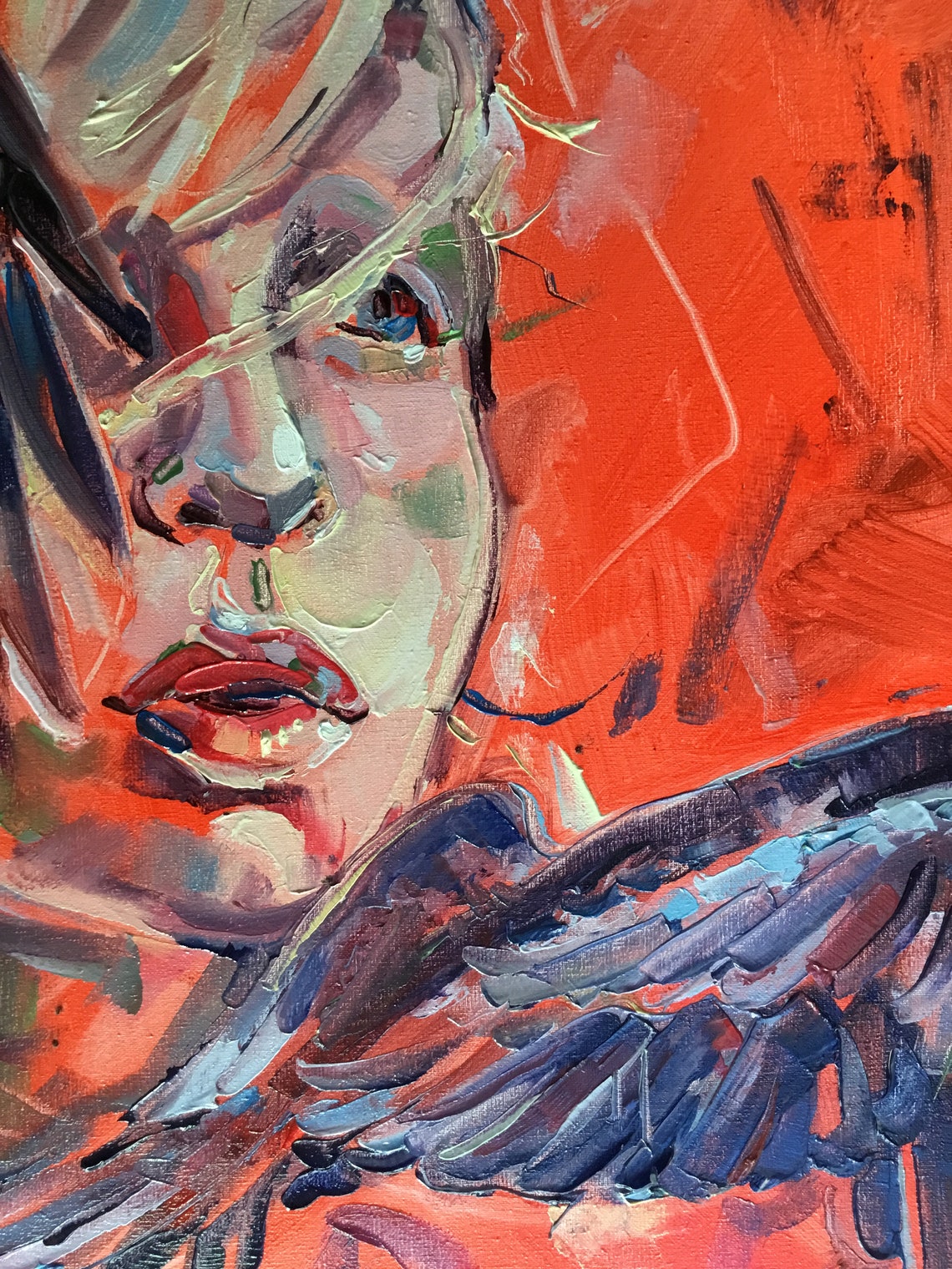 Red Lips Creative Original Painting on Canvas Unique Red - Etsy