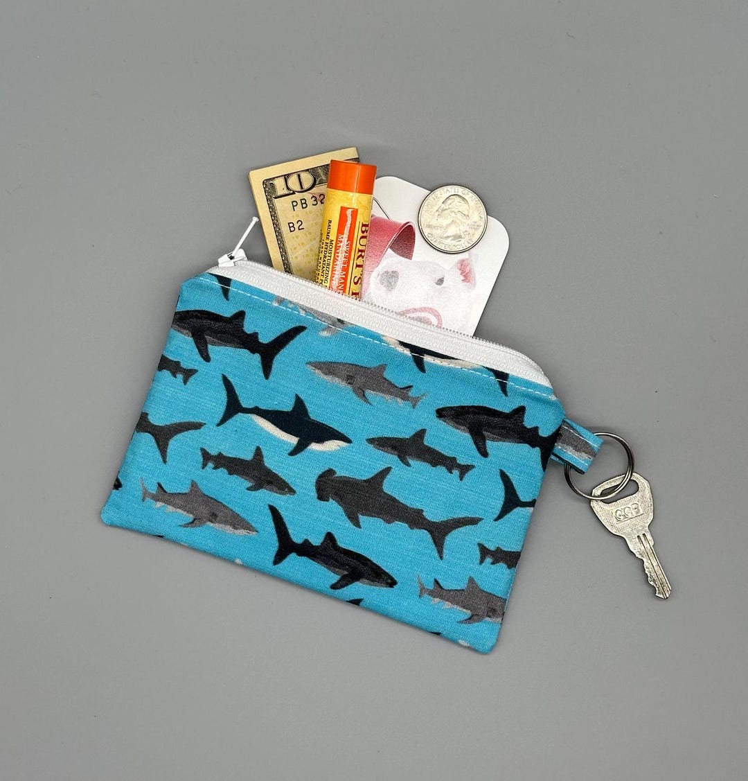Shark Gift Zipper Pouch Shark Lover Change Purse Shark Gift for Him ...