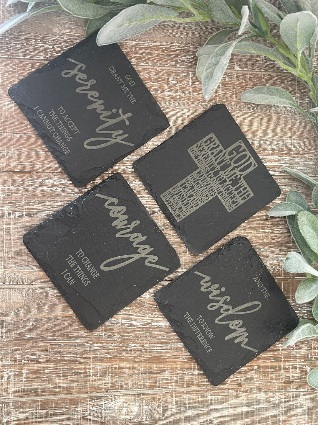 Serenity Prayer Slate Coasters, Slate Coasters, Personalized Coasters ...